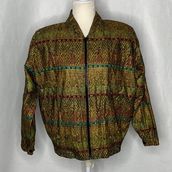 Addis | Jackets & Coats | Vintage Addis Egyptian Beaded Bomber Jacket ...